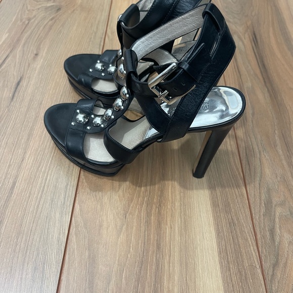 MICHAEL Michael Kors | Shoes | Michael Kors Black Strappy Studded Heels ...